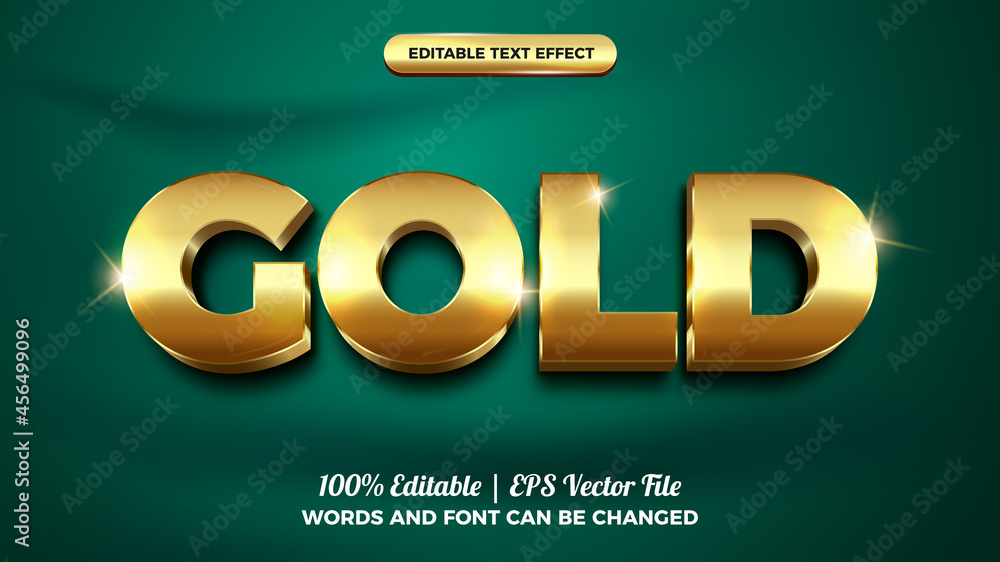 gold bold shiny 3d editable text effect template style Stock Vector | Adobe Stock