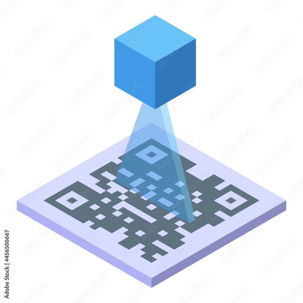 Scan qr code icon isometric vector. Virtual reality. Game phone Stock ...