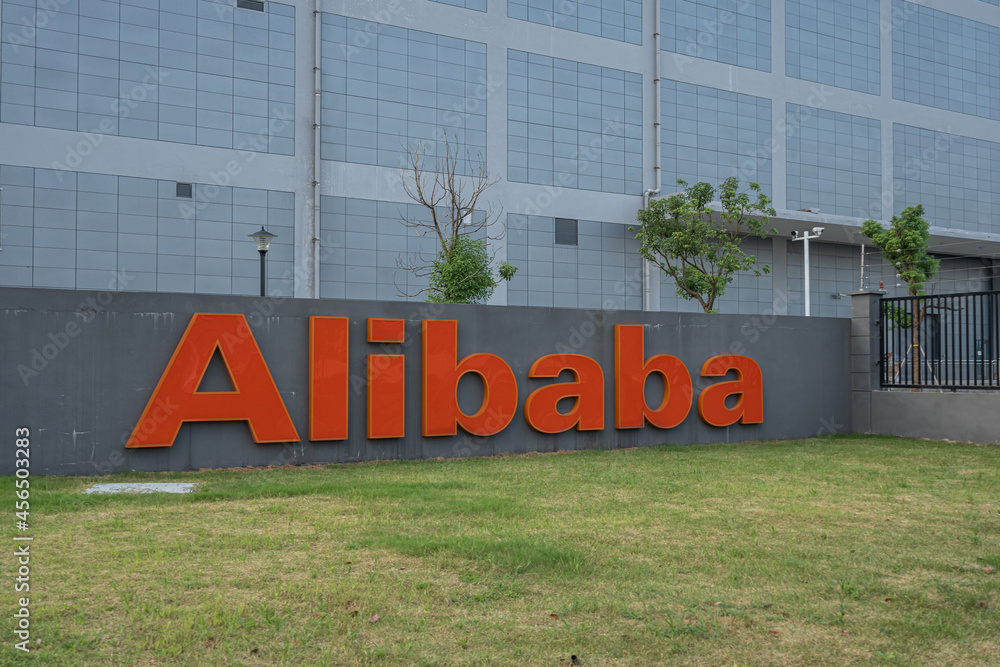 alibaba LOGO with building on September,11,2021 in hangzhou china Stock ...
