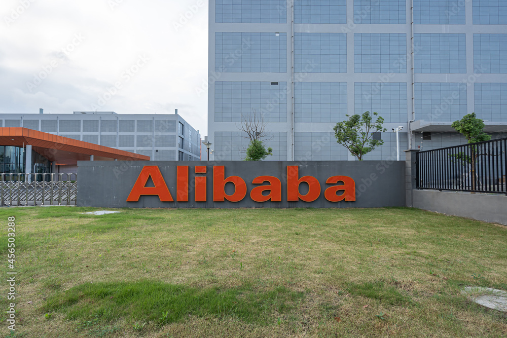 alibaba LOGO with building on September,11,2021 in hangzhou china Stock ...