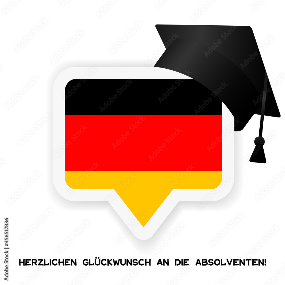 Class of white speech bubble with germany national flag, black 3d ...