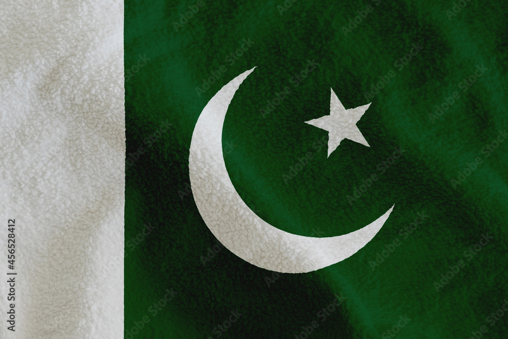 Pakistan flag fabric texture, 3d-render and background. Independence ...