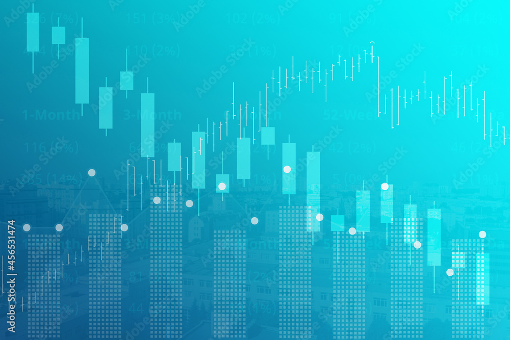 Financial background of stock and derivatives market, graphs, charts ...