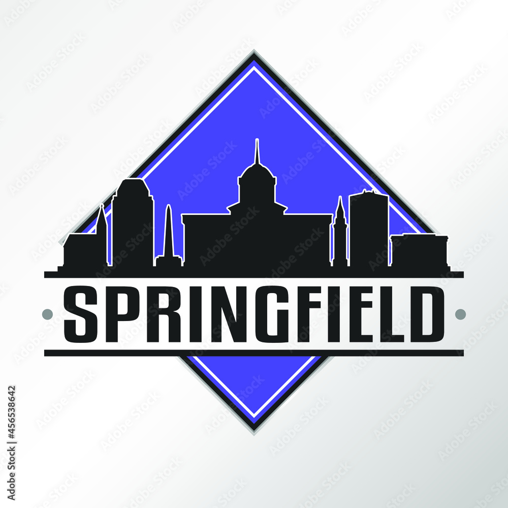 Springfield, IL, USA Skyline Logo. Adventure Landscape Design Vector ...