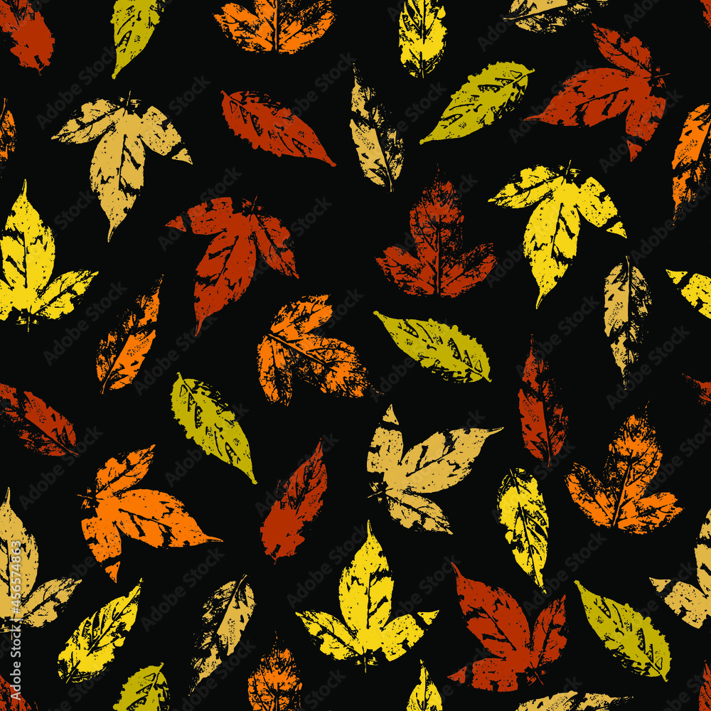 fallen autumn leaves vector seamless pattern stamps of natural leaves ...