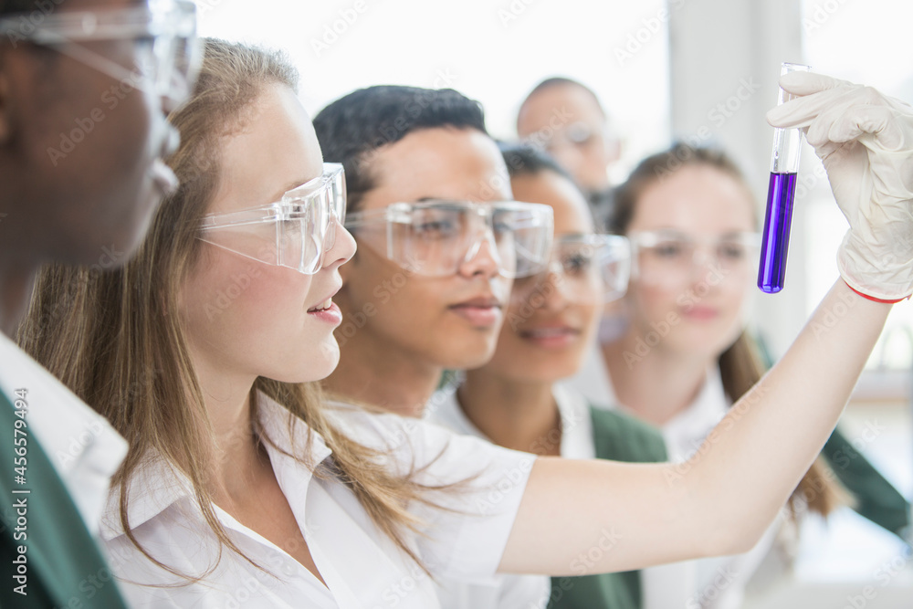 Students conducting experiment in lab Stock Photo | Adobe Stock