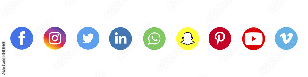 Collection of popular social media logo: Facebook, twitter, instagram ...