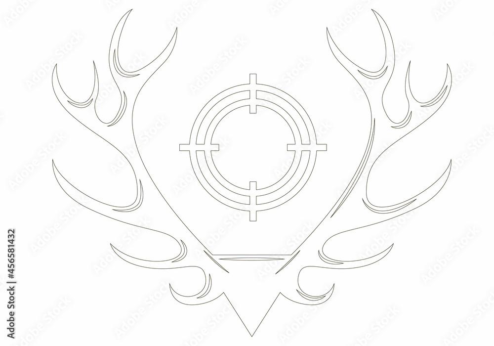 Cute deer hunting on white background, vector illustration. Coloring ...