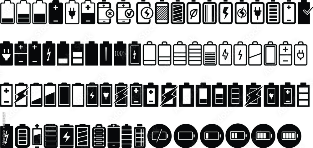 Vector battery icon set.Vector icon collection design battery level ...