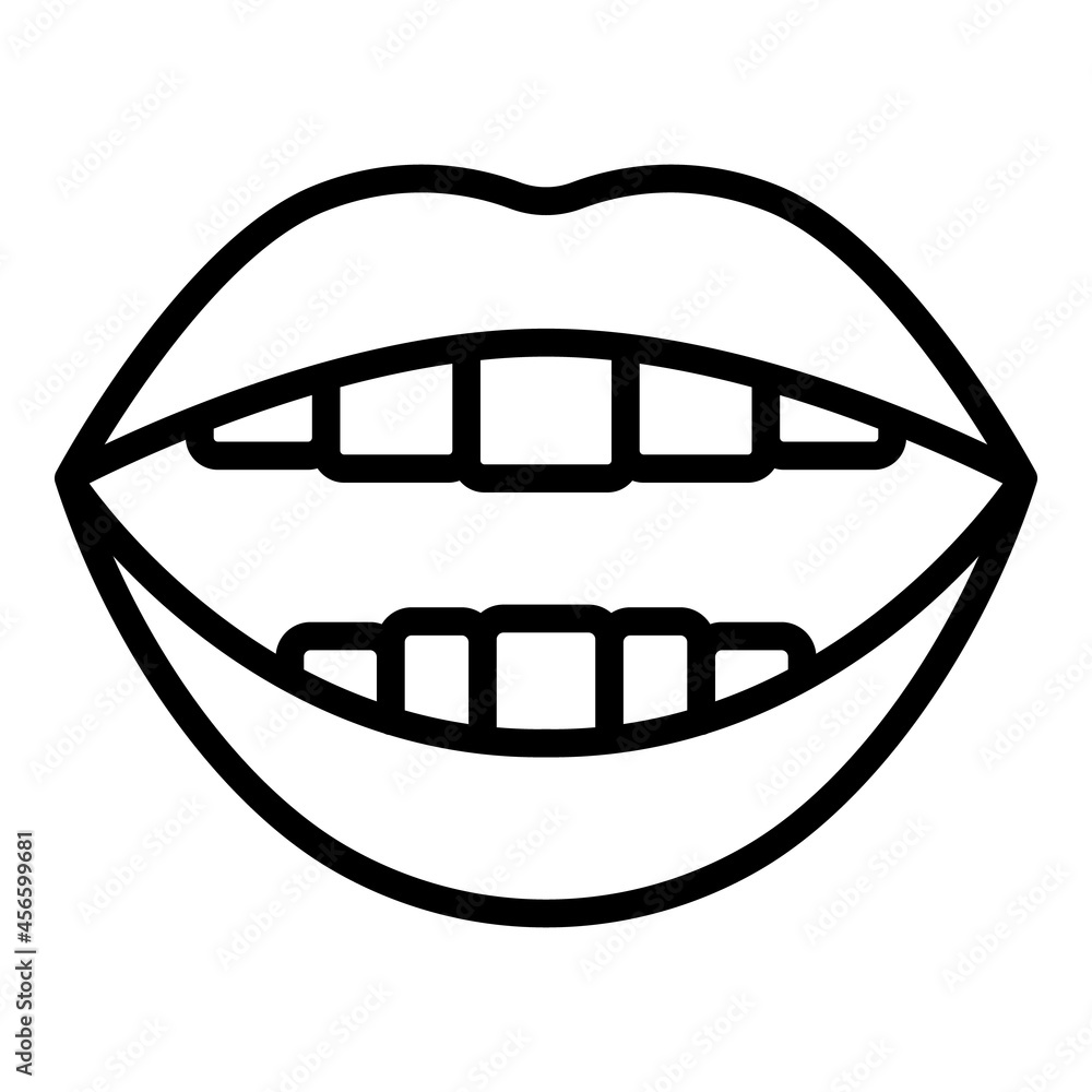 Language animation icon outline vector. Mouth talk. Face speech Stock ...