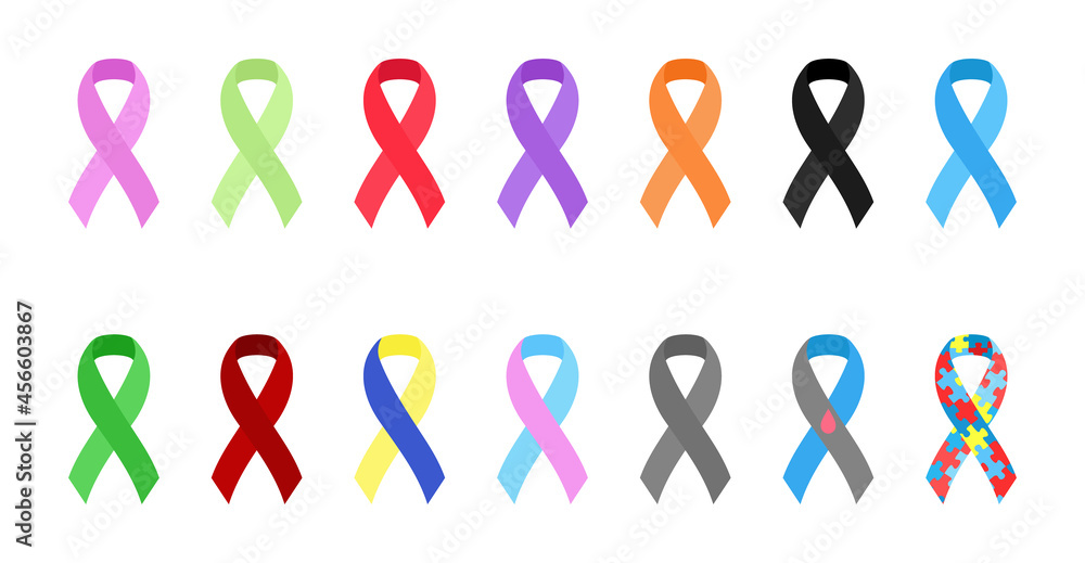 Awareness ribbons set. Symbol of support and solidarity Isolated ...