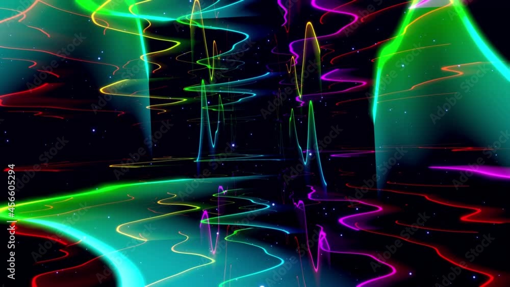 Motion graphic abstract colorful looped bg modern art, fly in art space ...