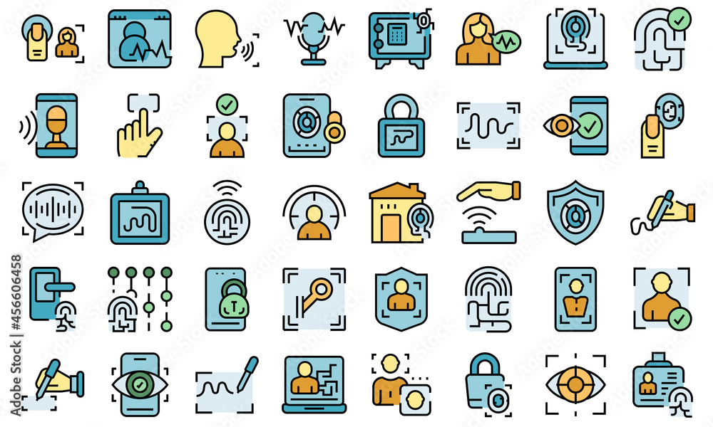 Handwriting Identification Icons Set Outline Vector Access Approve