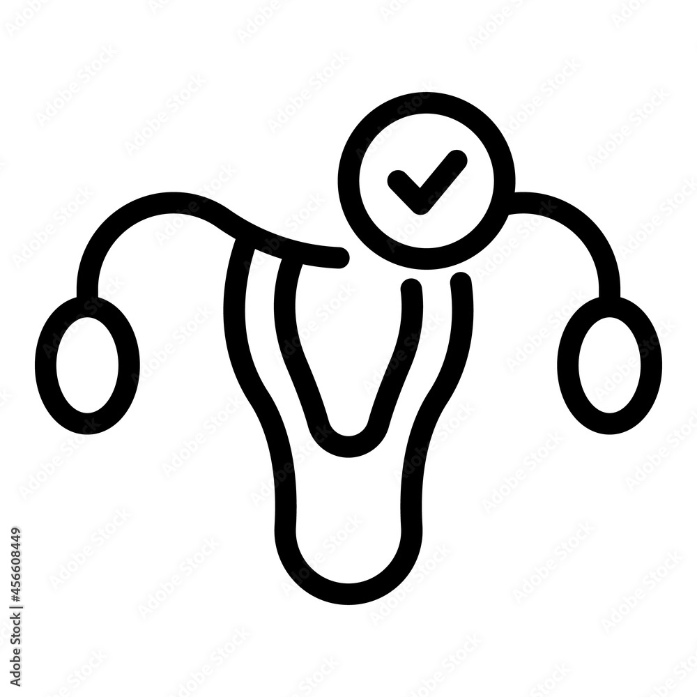 Health Uterus Icon Outline Vector Ovary Exam Woman Anatomy Stock