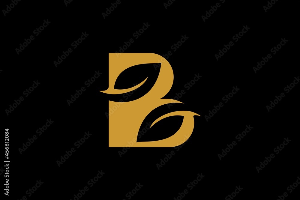 Green leaf and letter B monogram logo design vector. Stock Vector ...