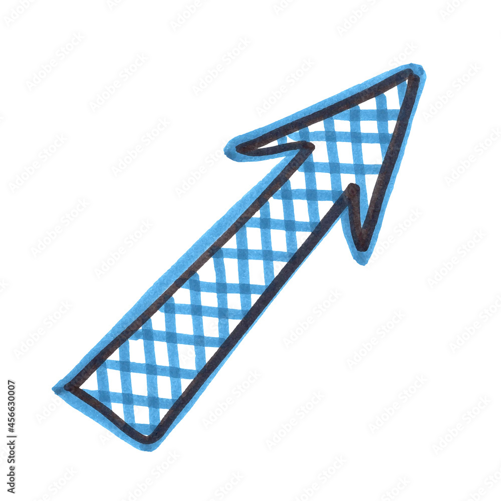 Felt pen blue straight Arrow freehand drawing in doodle style. Design ...