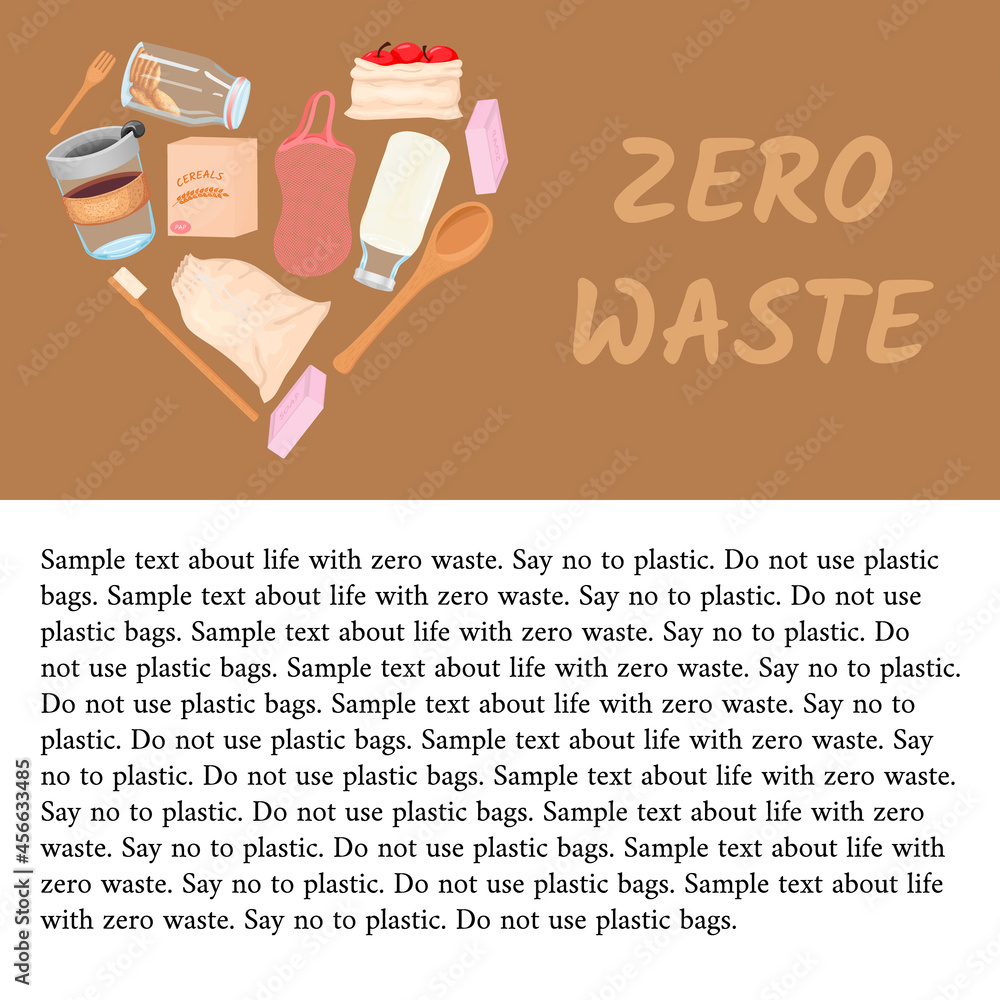 Zero Waste life set. Template banner enviroment protection. Vector ...