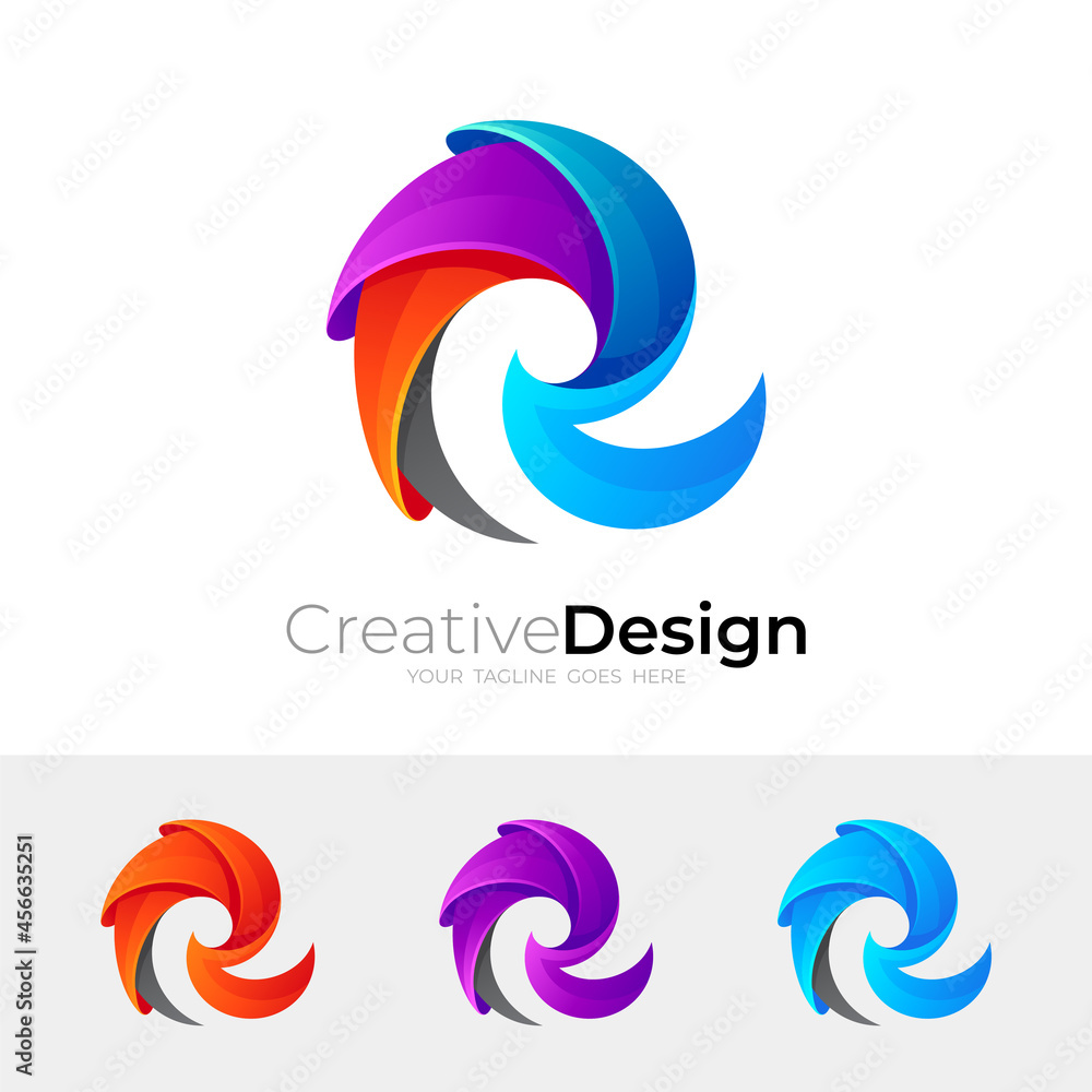 Colorful logo with letter R design template, set icon Stock Vector ...