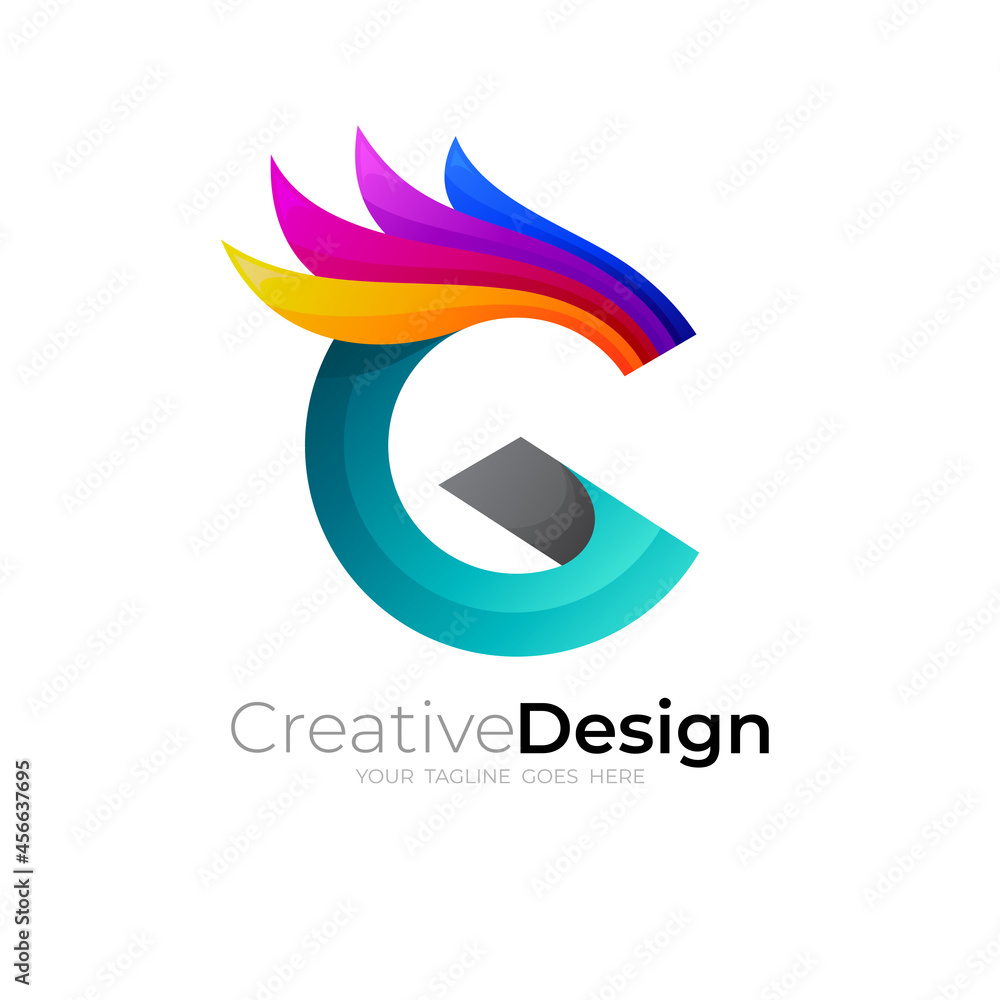 G logo and wing vector, Letter G logo design colorful Stock Vector ...