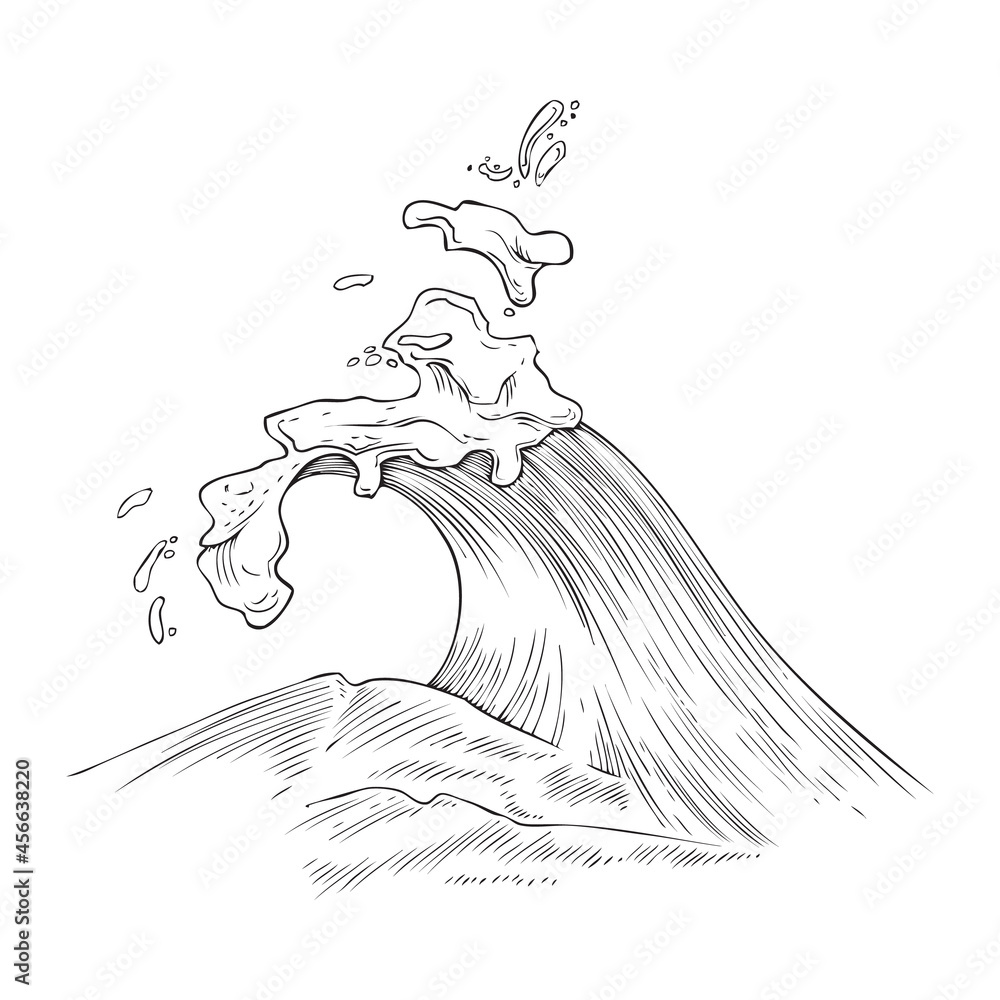 Marine design element of sea waves and splashes, vector illustration ...