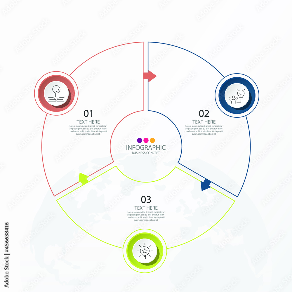 Basic circle infographic template with 3 steps, process or options ...