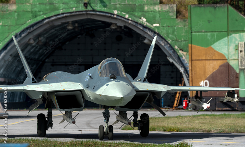 Fifth-generation fighter aircraft Su-57 Stock Photo | Adobe Stock