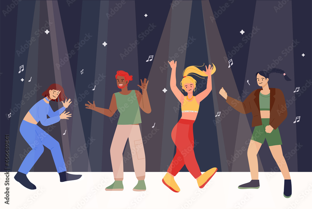 People dancing in the club. flat design style vector illustration ...
