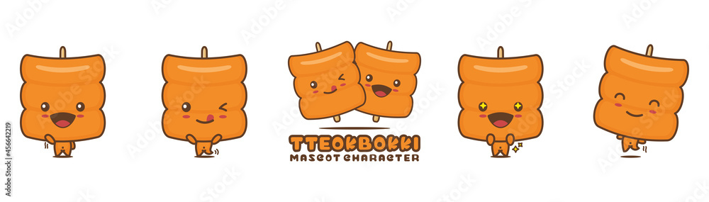 cute tteokbokki mascot, korean food cartoon illustration Stock Vector ...