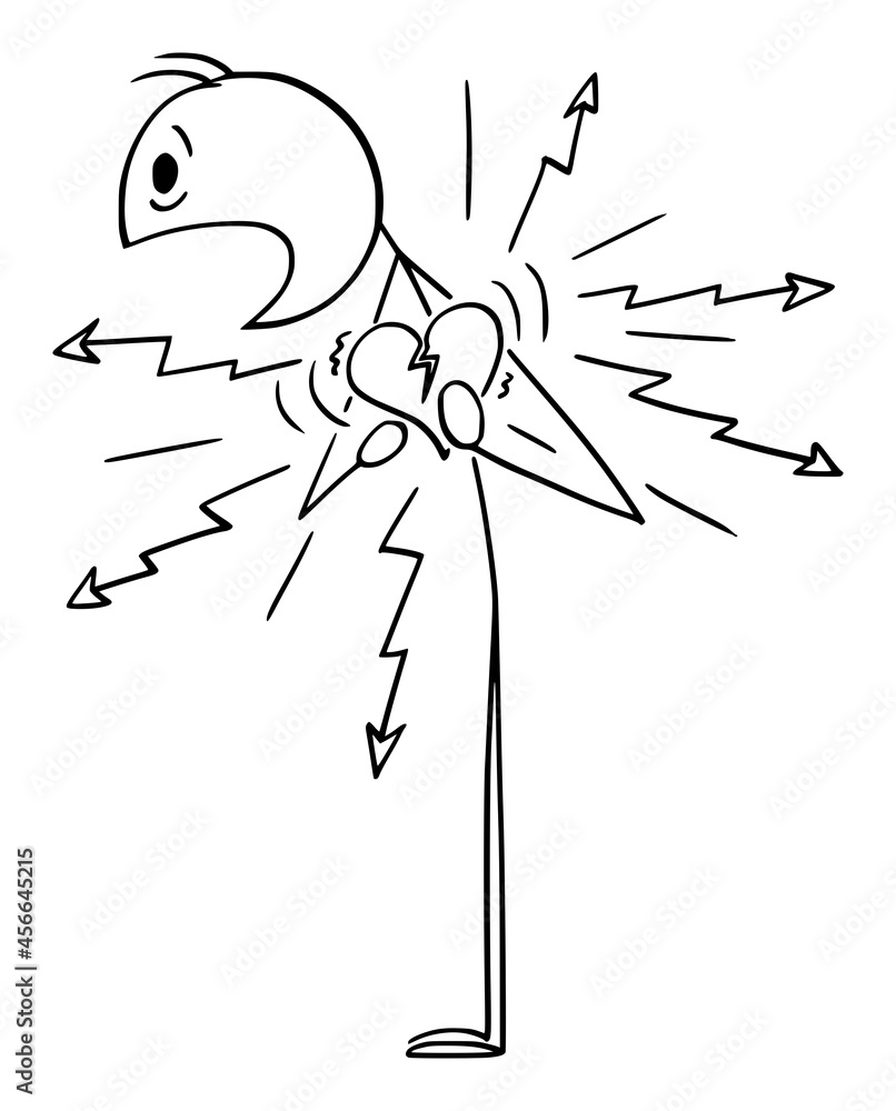 Person Suffering Chest Pain, Having Heart Attack, Vector Cartoon Stick ...
