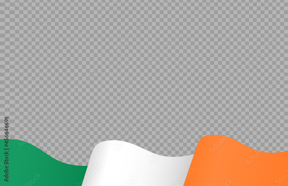 Waving flag of Ireland isolated on png or transparent background,Symbol ...