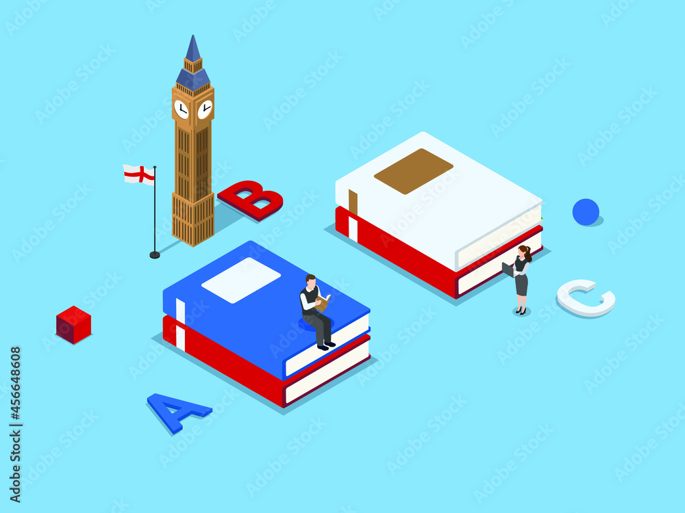 Learning english vector concept: Two high school students learning ...