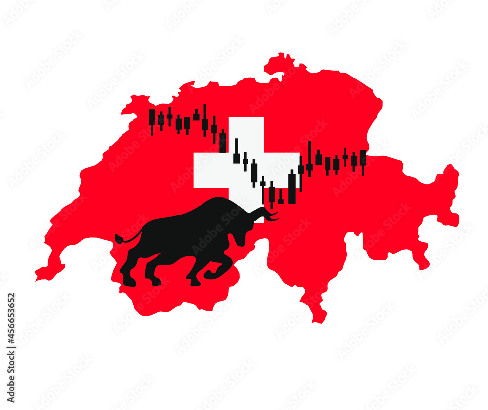 Switzerland economics vector illustration with flag of the Switzerland ...