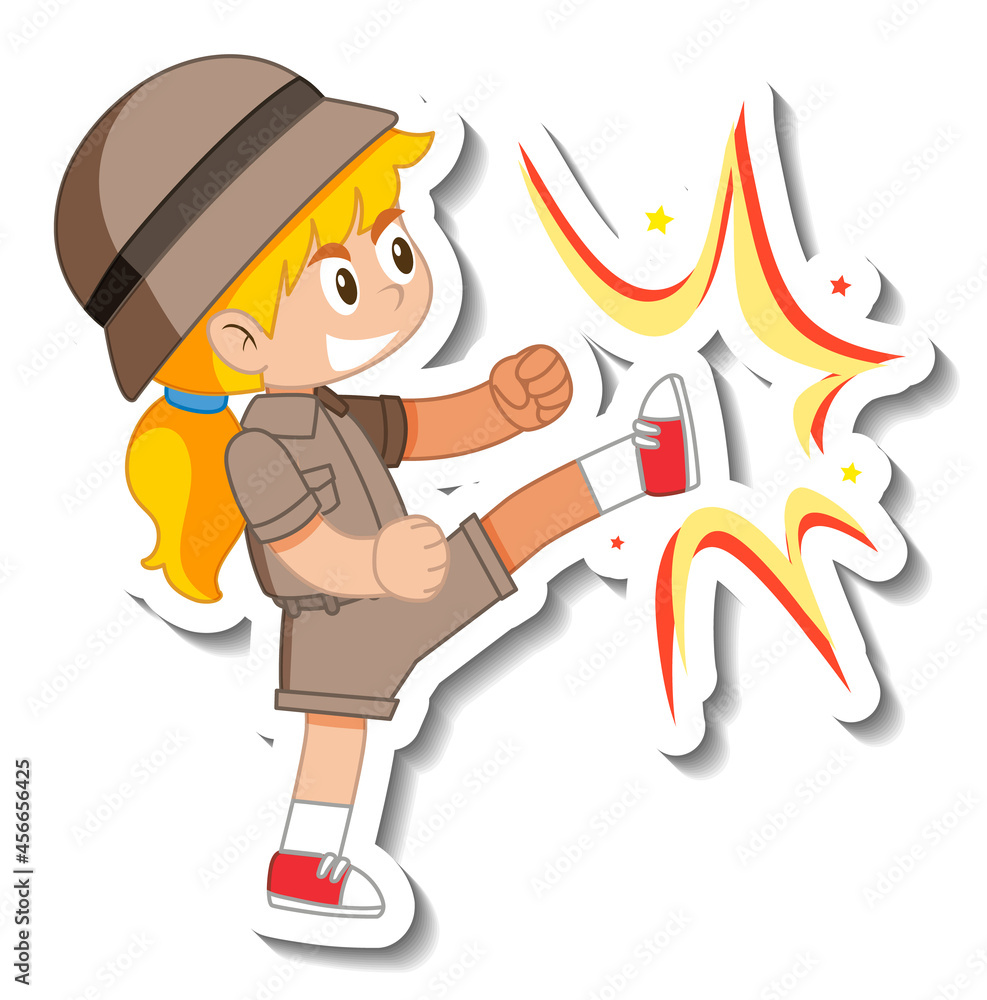 Little girl scout cartoon character sticker Stock Vector | Adobe Stock