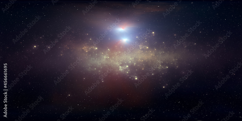 360 degree interstellar system and gas nebula. Panorama, environment ...