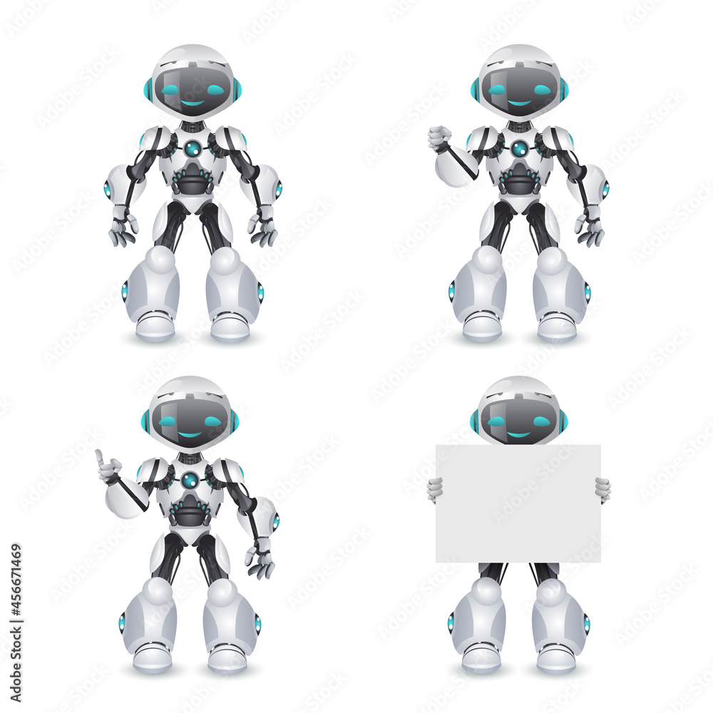 Robot different poses innovation technology science fiction future cute ...