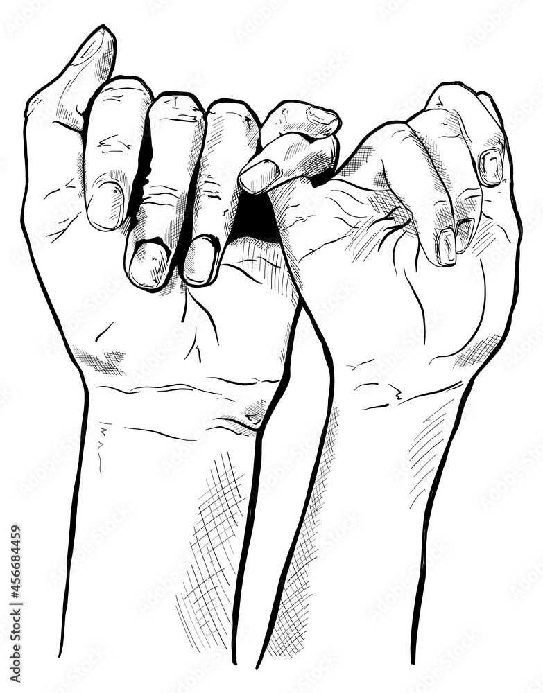 Friendship Day With Holding Promise Hand Hand Drawn Sketch Vector
