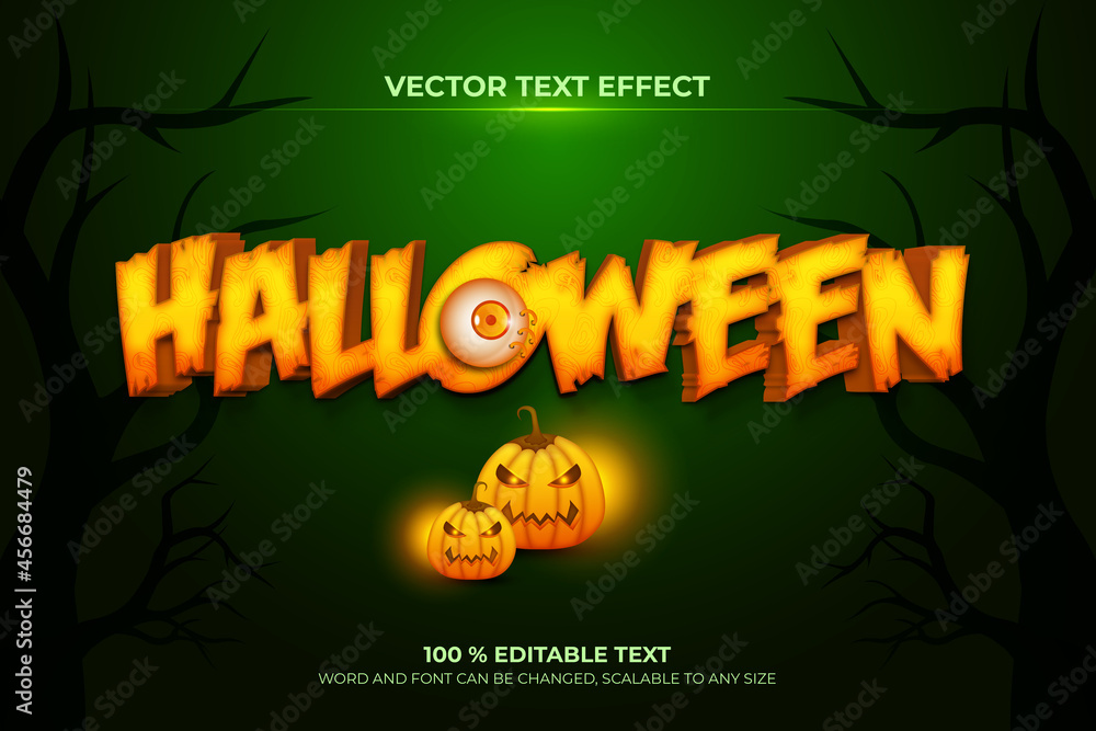 Halloween editable 3d text effect with pumpkin backround style Stock ...