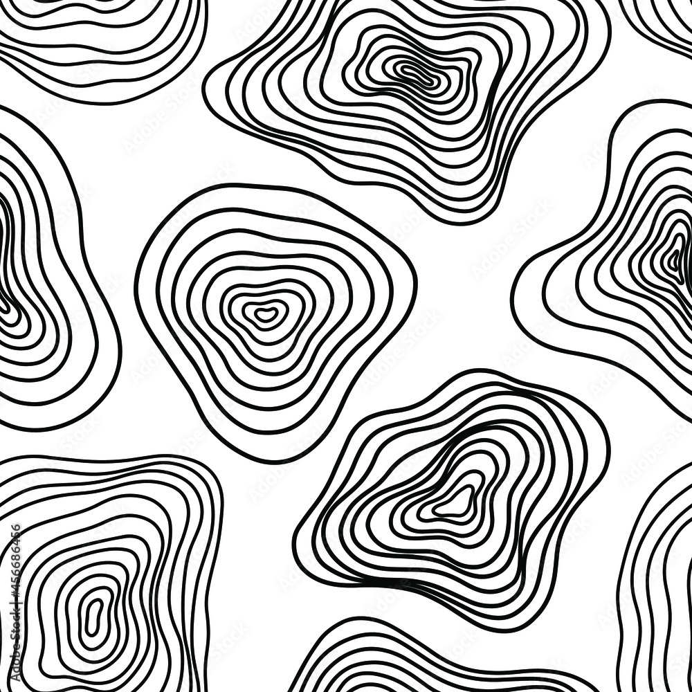 Abstract tree rings pattern. Vector topographic map concept. Seamless ...