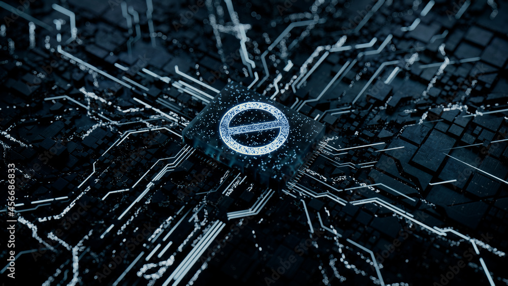 Restricted Access Technology Concept with Prohibition symbol on a ...