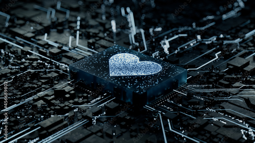 Ilustração do Stock: Love Technology Concept with heart symbol on a ...