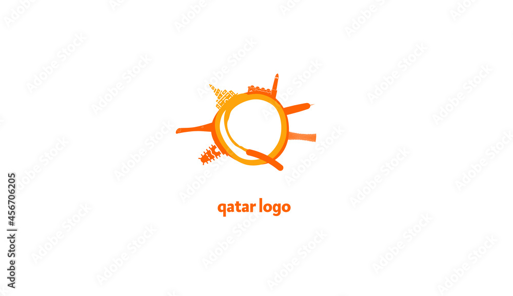 A logo that expresses Qatar's tourist areas and monuments Stock Vector ...