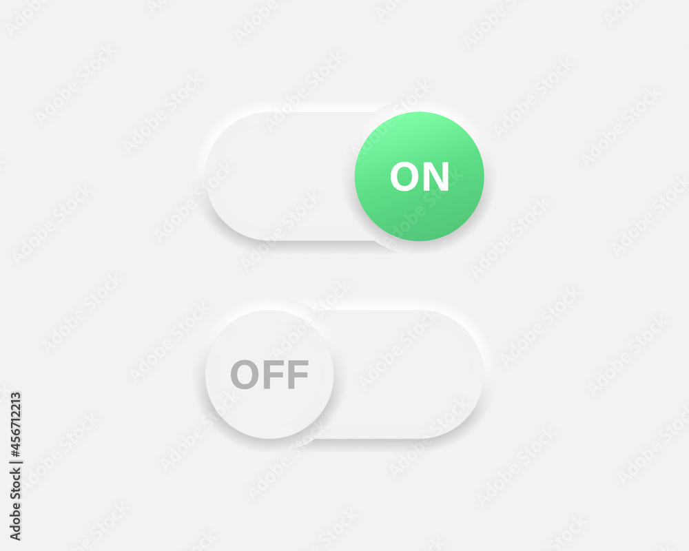 Neumorphism Switch On And Off Icons On And Off Slide Toggle Buttons Devices User Interface