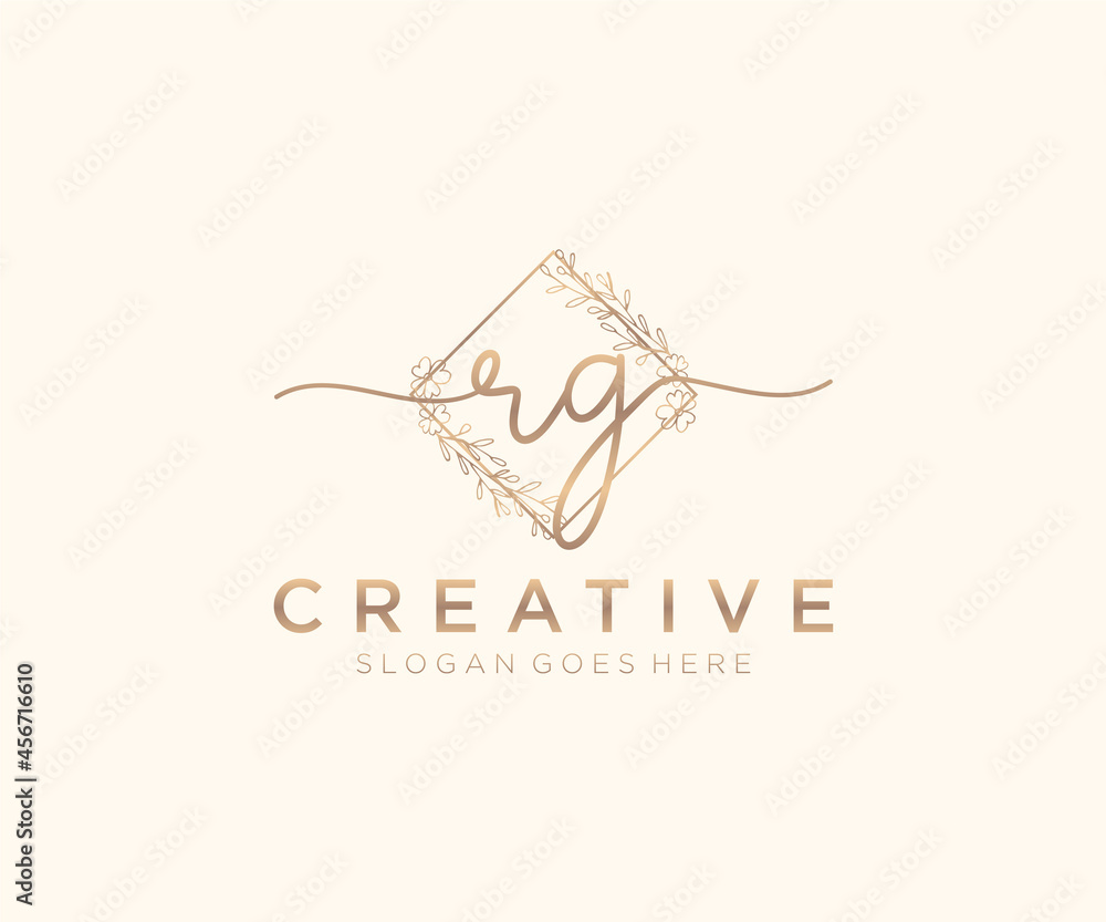 initial RG Feminine logo beauty monogram and elegant logo design ...