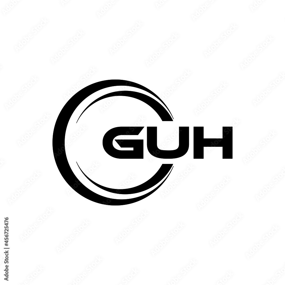 GUH letter logo design with white background in illustrator, vector ...