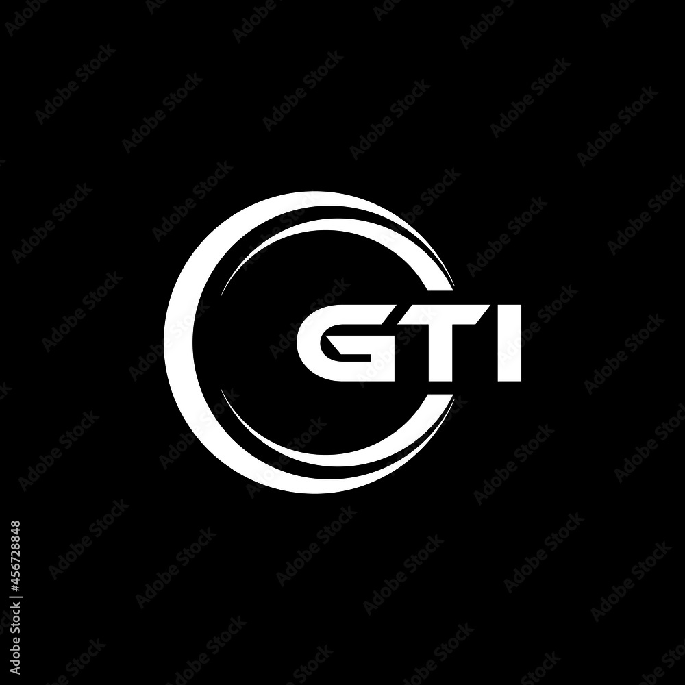 GTI letter logo design with black background in illustrator, vector ...