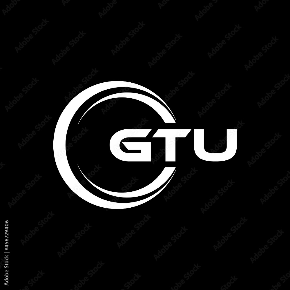 GTU letter logo design with black background in illustrator, vector ...