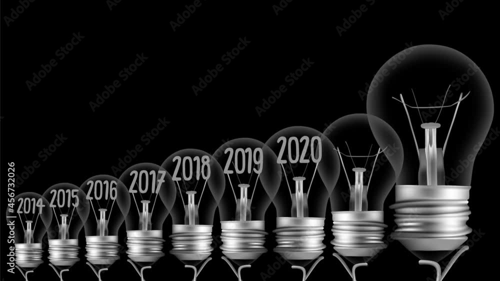Shining light bulb with New Year 2022 and group of dark light bulbs in ...
