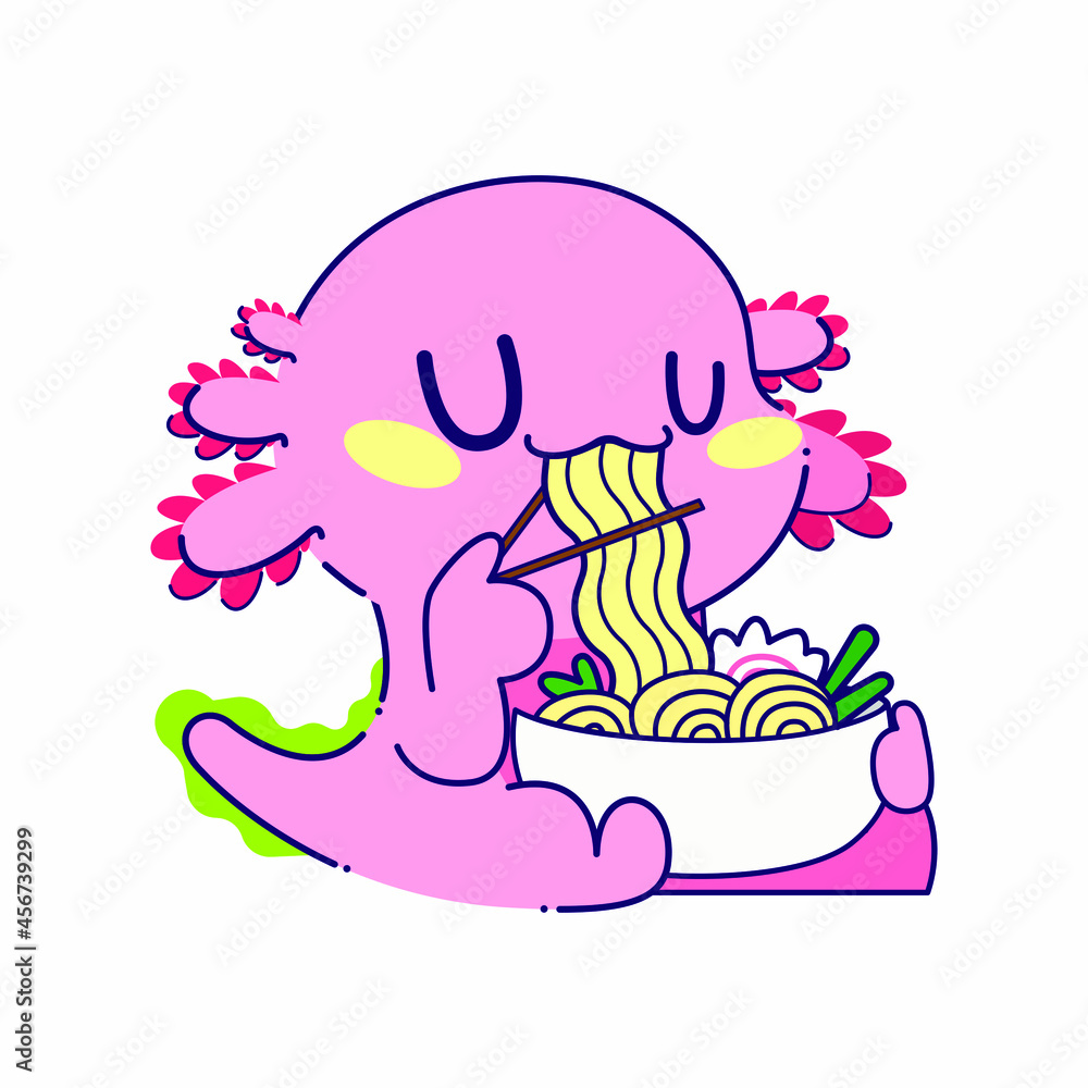 cute axolotl eat pose vector illustration Stock Vector | Adobe Stock