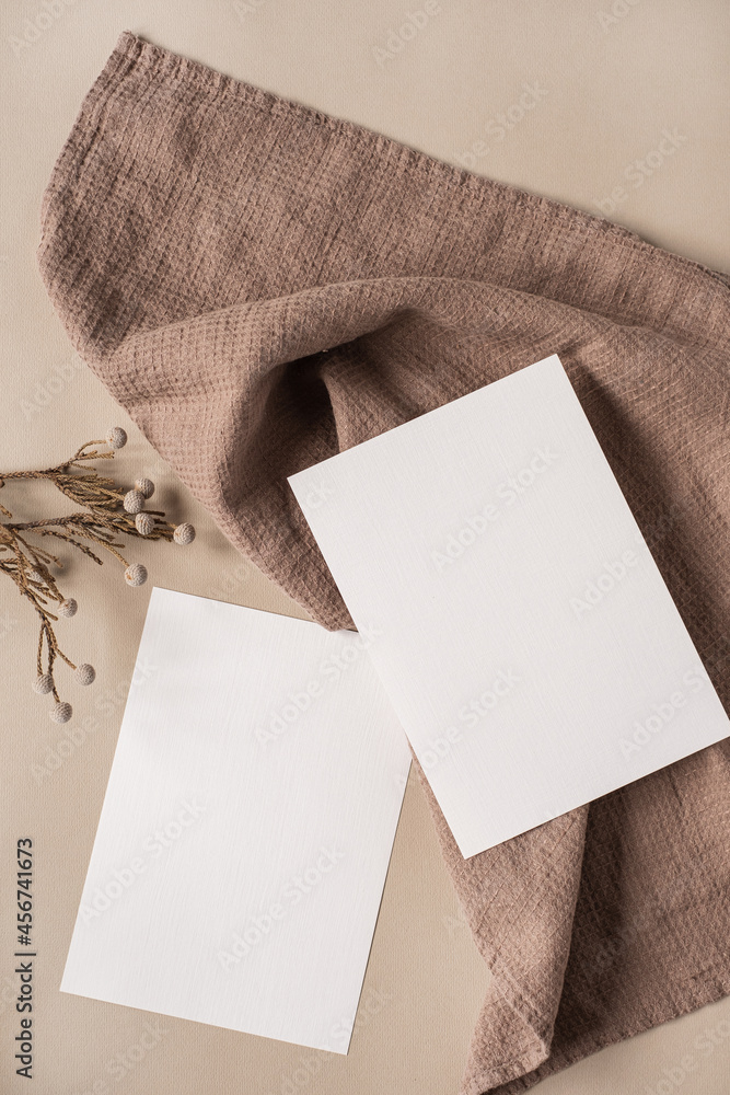 Flatlay of aesthetic Parisian styled business branding template. Blank ...