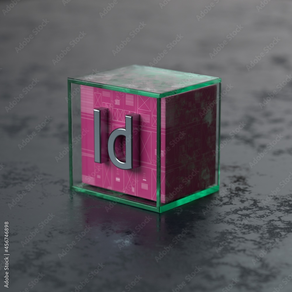 Id logo on 3D cube on gray surface Stock Photo | Adobe Stock